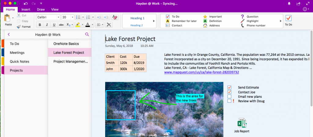 OneNote Interfaces – Support