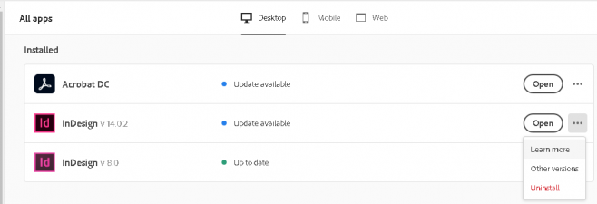 Managing InDesign Versions – Support
